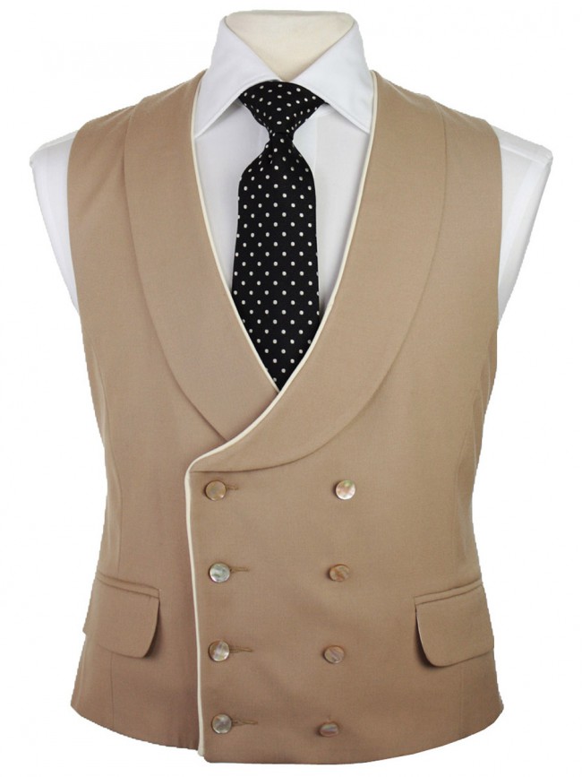 Double Breasted Men Waistcoat With Shawl Lapel